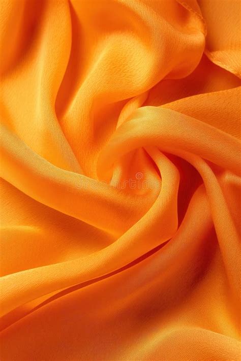 Vibrant Orange Fabric Texture Pattern Close Up View Crumpled Folded Dynamic Movement Slightly