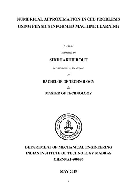 Pdf Numerical Approximation In Cfd Problems Using Physics Informed