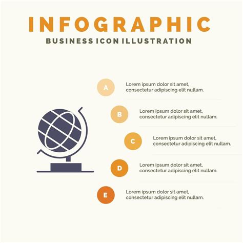 World Office Globe Web Infographics Presentation Template 5 Steps