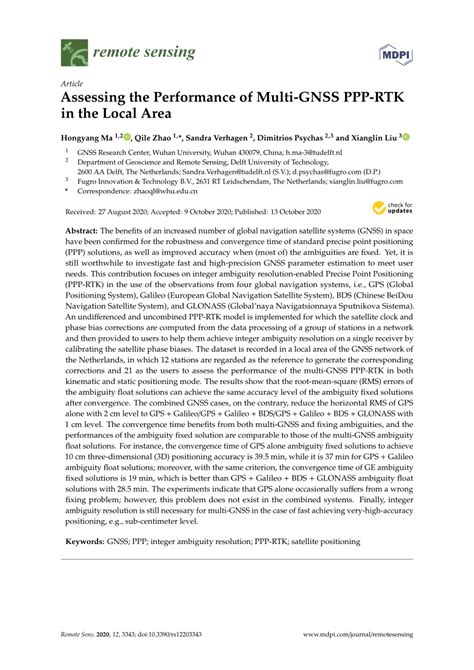 Pdf Assessing The Performance Of Multi Gnss Ppp Rtk In The Local Area