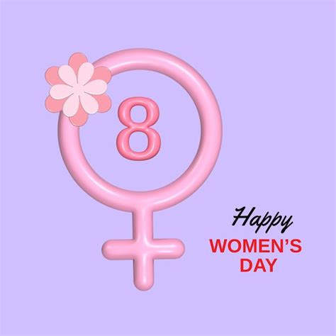 국제 여성의 날 개념 현실적인 3d 객체 만화 스타일 터 다채로운 일러스트 프리미엄 벡터