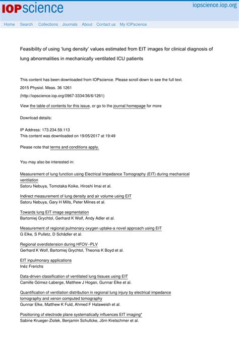 Pdf Feasibility Of Using ‘lung Density Values Estimated From Eit