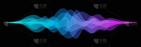 摘要音频声波背景。蓝色和紫色的声音或音乐信号波形矢量插图。数字节拍的音量彩色声波。图解电子曲线形状素材 花瓣网