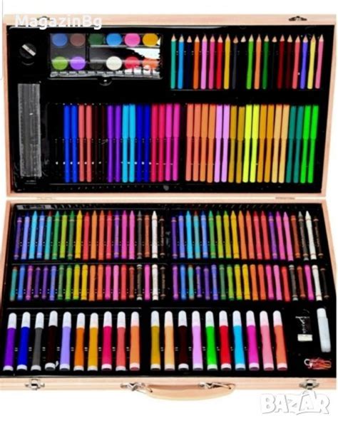Комплект за Рисуване оцветяване в дървен куфар Komplekt Za Risuvane в