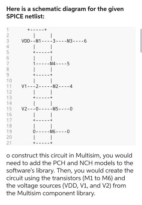 Solved Draw The Schematic Diagram Of The Following Spice Netlist