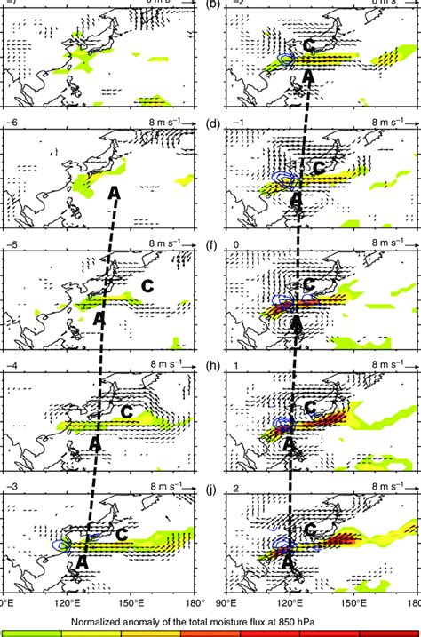 Composited 850 Hpa Horizontal Wind Anomaly Vectors M S −1 And