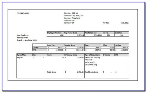 Free Editable Check Stub Template Prosecution2012