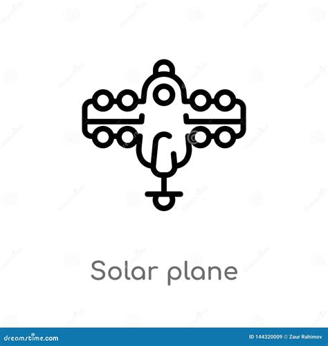 Outline Solar Plane Vector Icon Isolated Black Simple Line Element