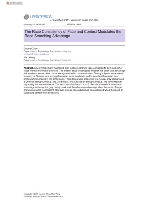 Pdf The Race Consistency Of Face And Context Modulates The Race Searching Advantage