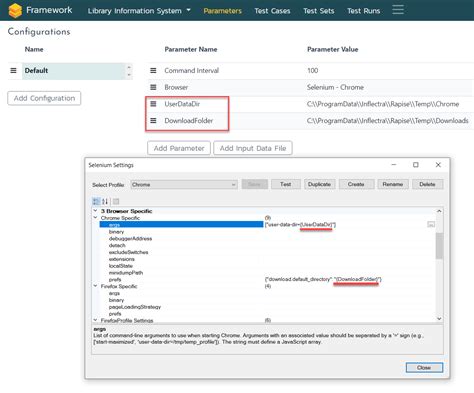 Selenium Settings Dialog Rapisedocs