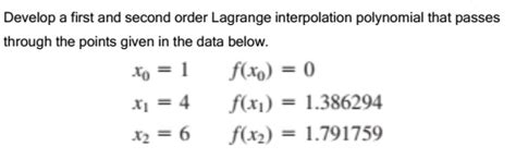 solved develop a first and second order lagrange