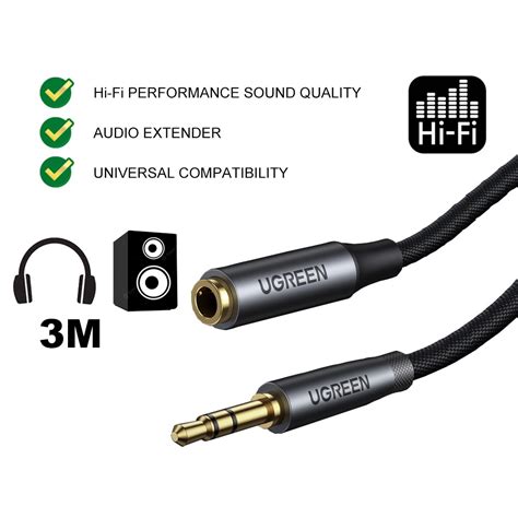 UGREEN Audio Stereo Extension Audio Cable Mm AUX Jack Male To Female Cord Professional HiFi