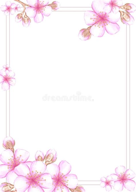 Watercolor Cherry Blossoms Border