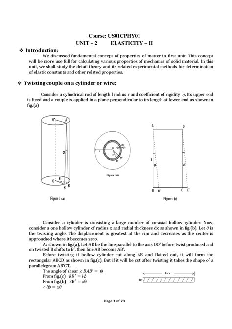 Properties Of Matter Elasticity Docsity