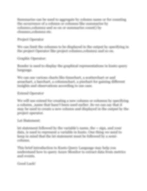 Solution Query Language Kusto Kql Introduction For Beginners Studypool