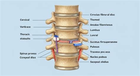 Diagram Of The Human Vertebral Column With Labeled Structures The
