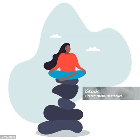 조화 균형 또는 명상 마음 챙김 삶의 건강을위한 이완 선 또는 영적 치료 집중 또는 집중비즈니스 개념평면 성격 개념에 대한 스톡 벡터 아트 및 기타 이미지 Istock