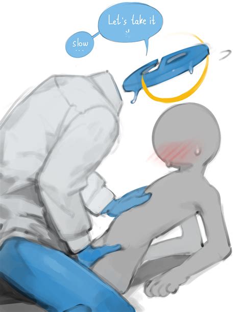 Rule 34 Anon Anonymous Character Blue Body Blue Skin Blush Blushing Profusely Bottomless