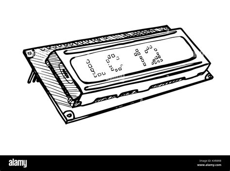 Lcd Display Module Isolated On White Background Vector Illustration In A Sketch Style Stock