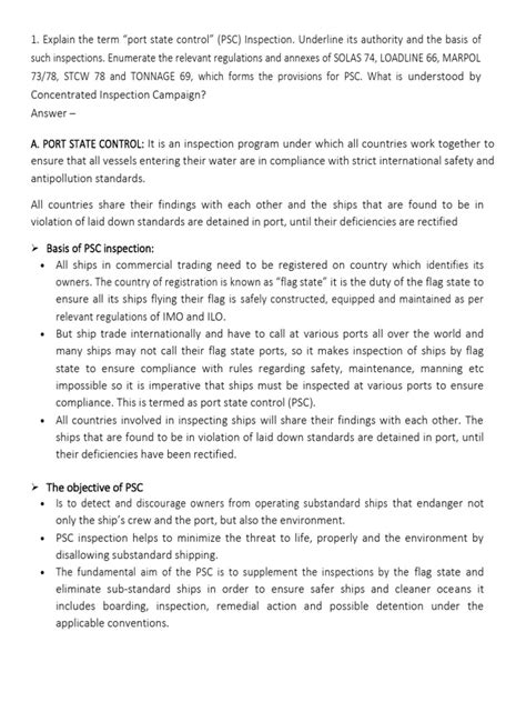 Port State Control 1 Year Pdf Ships Safety