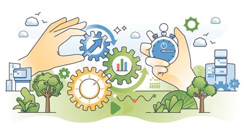 Productivity Improvement For High Work Efficiency Outline Hands Concept Stock Vector