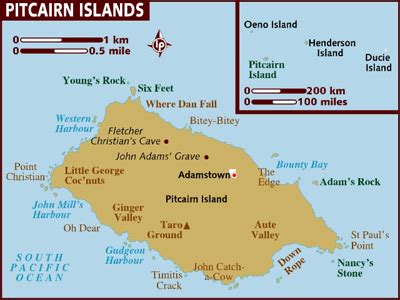 Pitcairn Islands Map Oceania Country Map Of Pitcairn Islands