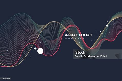 웨이브 배경 추상 벡터 그림입니다 3d 기술 스타일 점으로 그림 파도에 대한 스톡 벡터 아트 및 기타 이미지 파도 파도 패턴 음파 Istock