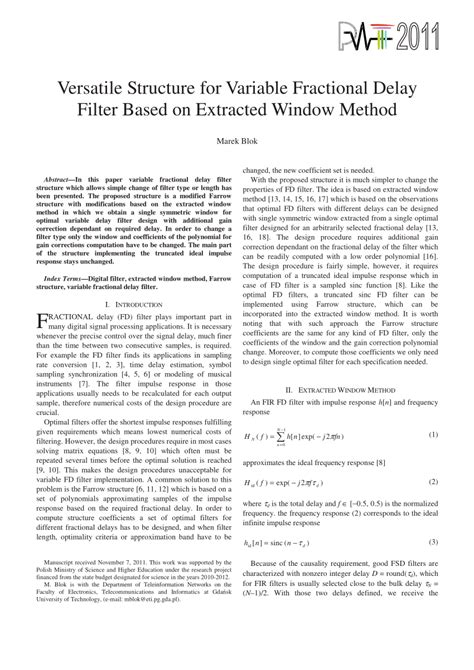 pdf versatile structure for variable fractional delay filter based on