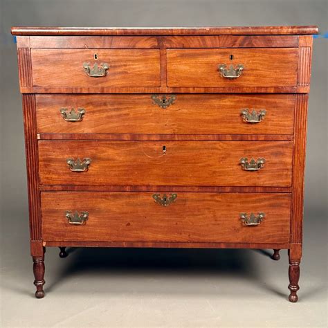 Lot 230 Sheraton Mahogany 2 Over 3 Drawer Chest On Turned Legs 42″h