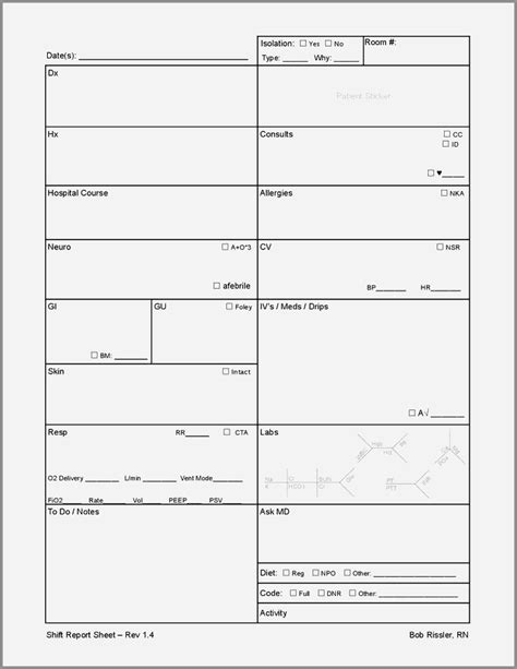 Icu Report Sheet Template