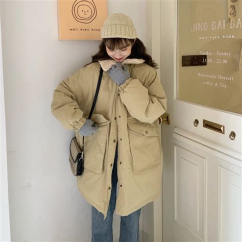 바이미뉴 오버핏 겨울야상 양털카라 패딩점퍼 누빔패딩 키작녀 빅사이즈잠바 겨울 아우터 하프코트