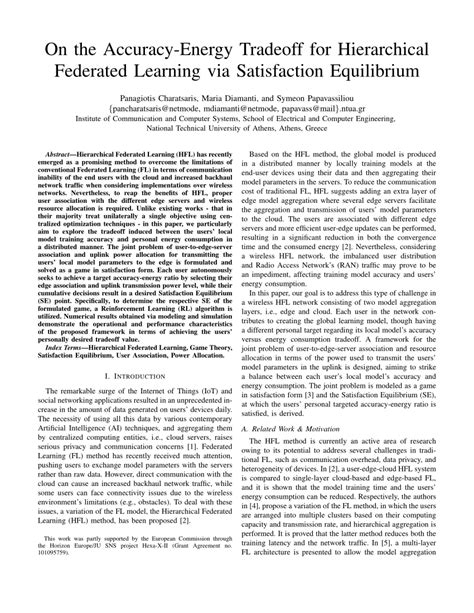 PDF On The Accuracy Energy Tradeoff For Hierarchical Federated