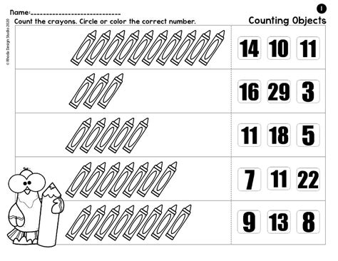 One To One Counting Objects Free Worksheets