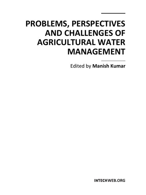 Problems Perspectives And Challenges Of Agricultural Water Management Pdf Water Resources