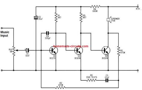 5v Transistor Audio Amplifier Circuit Diagram