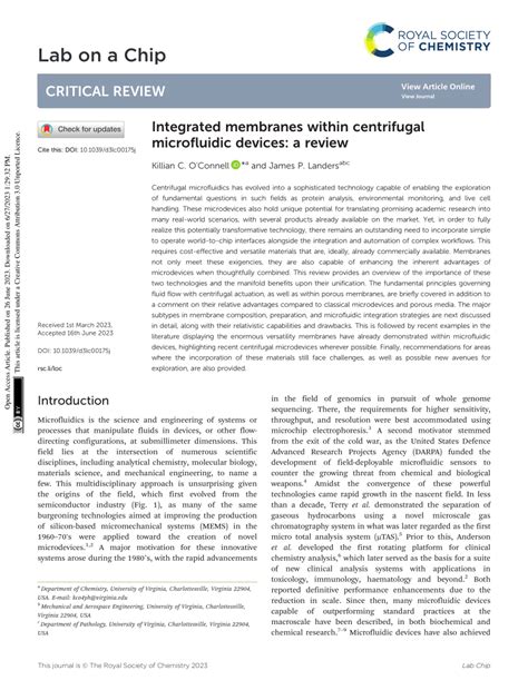 Pdf Integrated Membranes Within Centrifugal Microfluidic Devices A