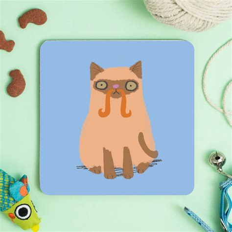 Meowstachio Cat Siamese Ginger Tash Coaster Jo Clark Design