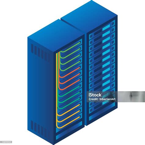 Server Rack Vector Computer Network 3d Icon Stock Illustration