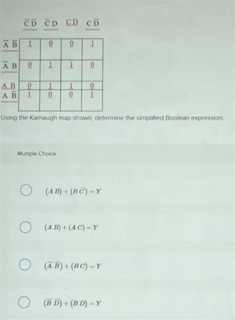 Using The Karnaugh Map Shown Determine The Simplified Boolean