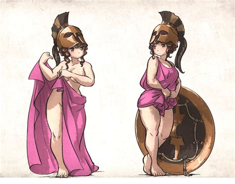 Ironlily Spartan Original Breast Hold Highres 2girls Ancient Greek Clothes Aspis Bare