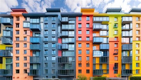 Un Edificio Colorido Con Muchas Ventanas Y Un Edificio De Color Arco