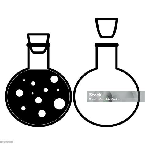 화학 시험 관 벡터 아이콘은 미니멀 한 간단한 평면 그림을 설정합니다 흰색 배경에 고립 된 과학에 대한 실험 화학 플라스크 건강관리와 의술에 대한 스톡 벡터 아트 및 기타