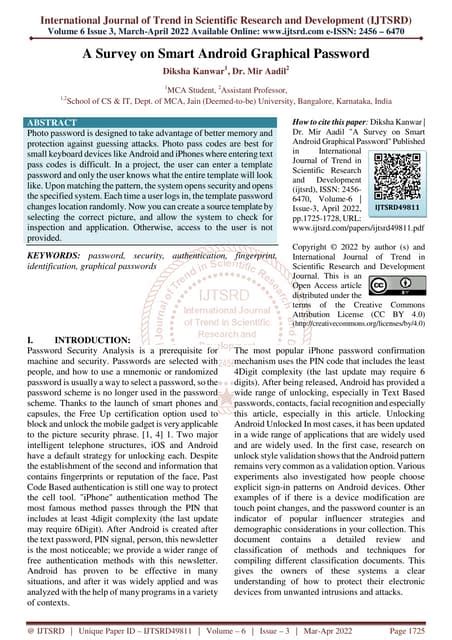 A Survey On Smart Android Graphical Password Pdf