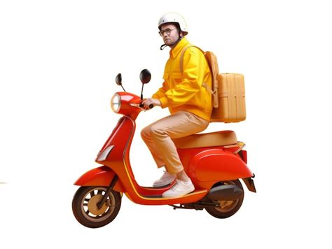 Delivery Boy Scooter Isolated Premium Ai Generated Psd