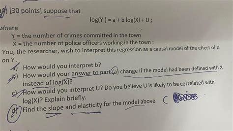 Solved Agh 30 Points Suppose That Log Y A B Log X Chegg Com