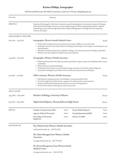 Sonographer Resume Examples And Templates 2025 ·