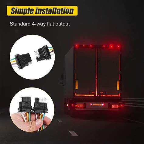 4 Pin Flat Connector Exerauo Trailer Light Wiring Kit 36ft Wiring