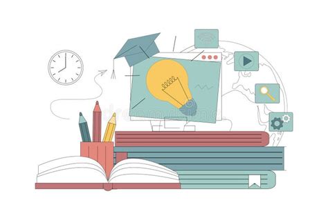 E Learning Concept Remote Education Online Video Tutorial Stock