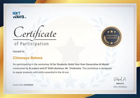 Completed Generative Ai Workshop With Nxtwave Chinmaya Behera Posted