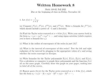 Solved Written Homework 8 Math 110 02 Fall 2021 Due At The